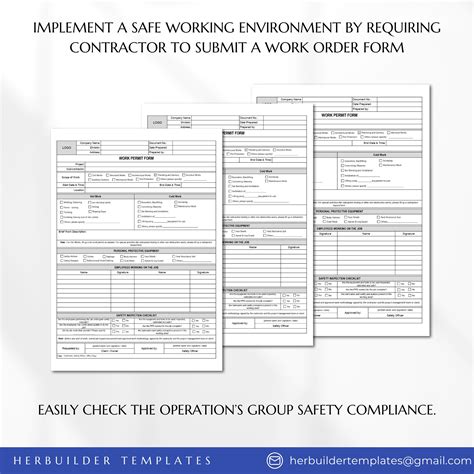 Construction Work Permit Form Permit To Work Form Safety Inspection