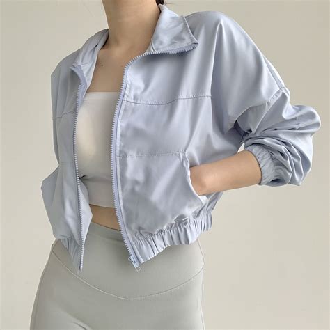 로렌블 10 Made소라 크롭 바람막이 살안타템 여름 점퍼 가디건 운동복 필라테스 요가