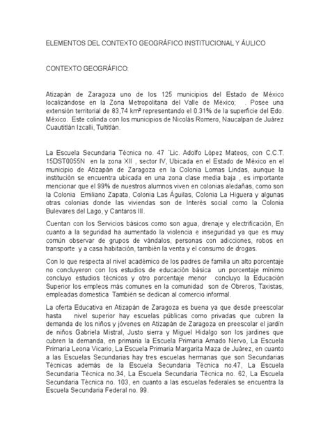 Actual Elementos Del Contexto Geográfico Instiucional Y Aúlico
