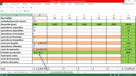Planeación De La Producción Practica En Excel Youtube