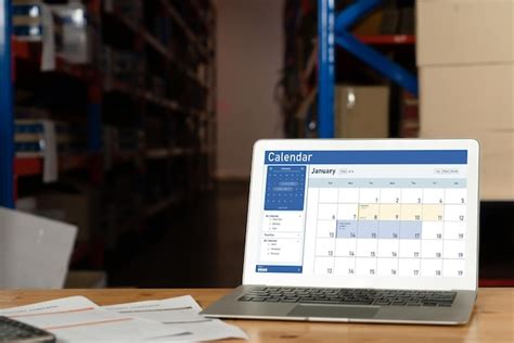 Premium Photo Calendar On Computer Software Application For Schedule Planning Snugly
