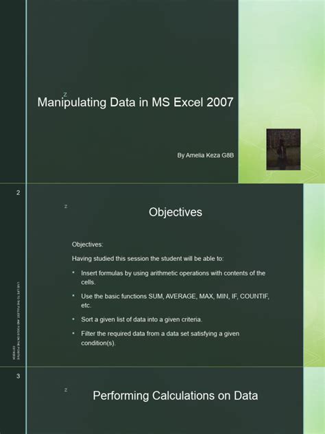 Manupulating Data In Ms Excel 2007 Pdf Spreadsheet Microsoft Excel