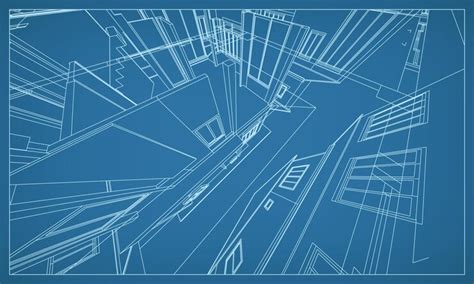 Premium Vector 3d Perspective Render Of Building Wireframe Structure Abstract Construction