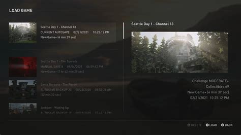 game load menu the last of us part ii interface in game