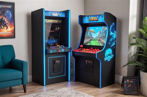 Premium Photo Classic Gaming Setup Builtin Arcade Cabinet For Retro Vibes