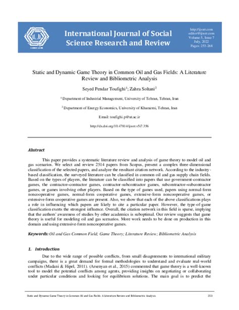 Pdf Static And Dynamic Game Theory In Common Oil And Gas Fields A