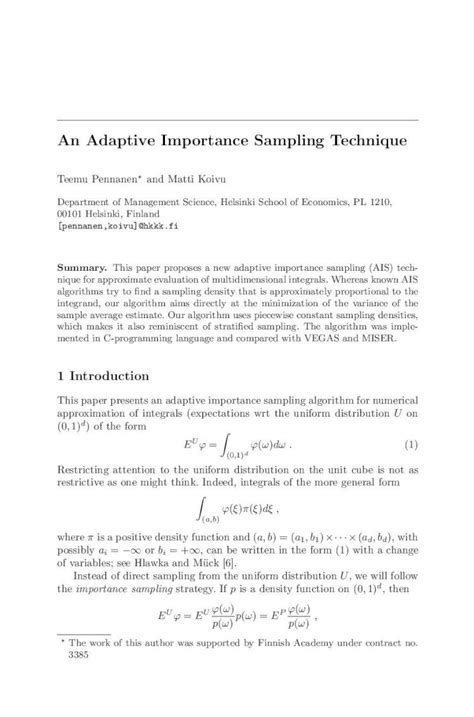 Pdf An Adaptive Importance Sampling Technique Dokumentips