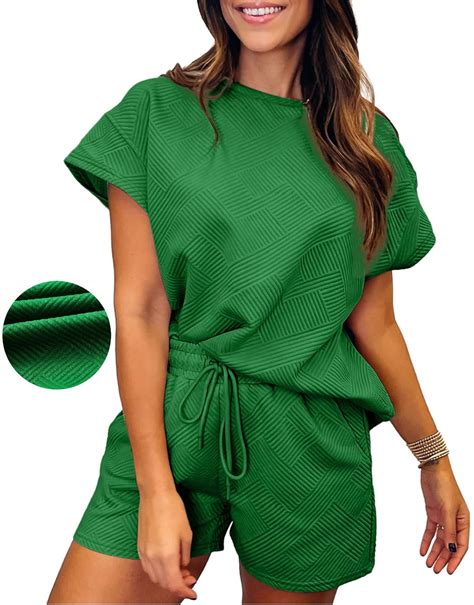 Dokotoo 2 Piece Outfits For Women Lounge Sets Casual Short Sleeve Tops