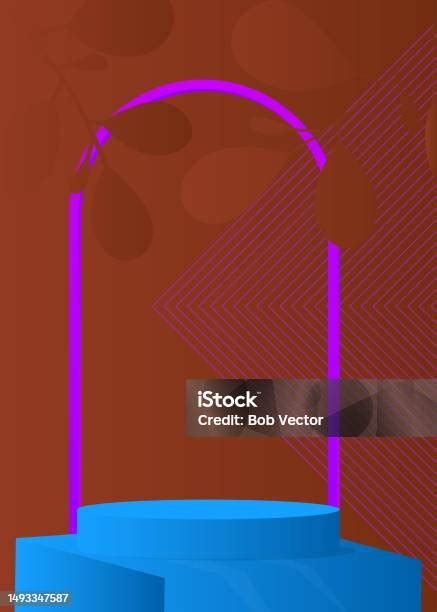 보라색 파란색 갈색 3d 객실 벡터 제품 디스플레이 모형 실린더 받침대 연단 프레젠테이션을 위한 미래 무대 쇼케이스 추상적인