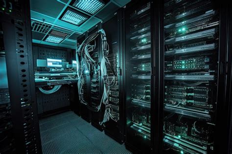 Premium Ai Image Server Room With Supercomputer Equipment Ready For Data Mining And Cloud