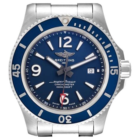 Breitling Superocean Ii Blue Dial Steel Mens Watch A17367 At 1stdibs