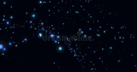 Glowing Blue Particles Forming Network Over Dark Background Image Of Data Flow Stock