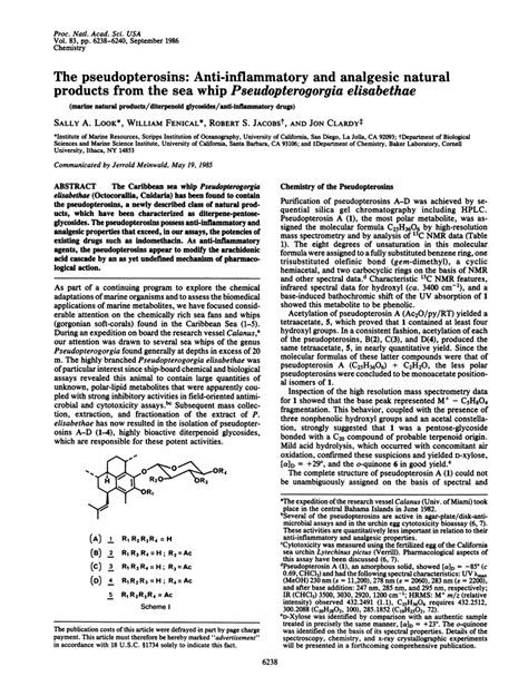 The Pseudopterosins Anti Inflammatory And Analgesic Natural Products