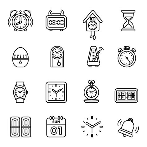 Premium Vector Time And Clock Icons Set