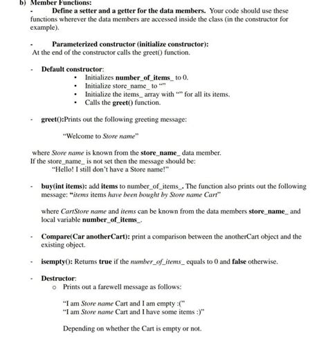 Solved Define A Class Cart As Described In The Following