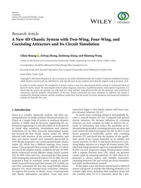 Pdf A New 4d Chaotic System With Two Wing Four Wing And Coexisting Attractors And Its