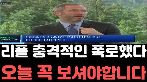 리플전망 소송 결과 앞두고 미국 생중계 방송으로 충격적인 사실을 폭로하는 Ceo 오늘 영상은 꼭 보셔야합니다 리플전망