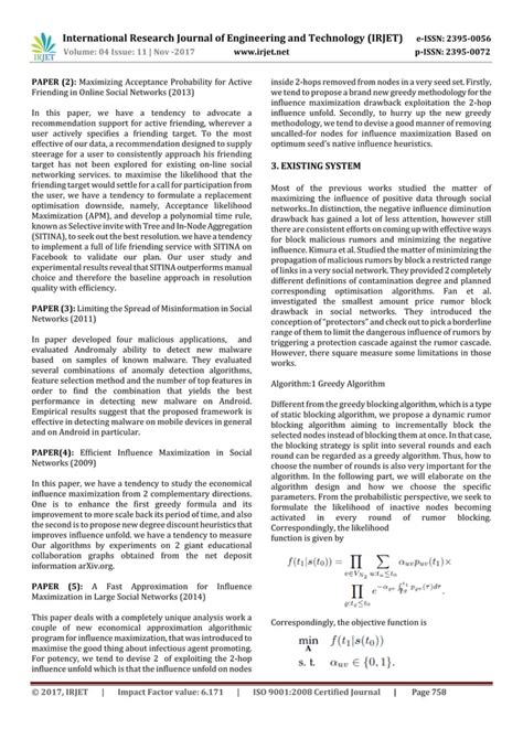 Detection And Minimization Influence Of Rumor In Social Network Pdf Social Networking Internet