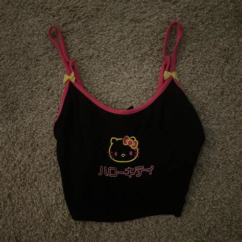 Cute Xs Hello Kitty Crop Top With Cute Yellow Depop