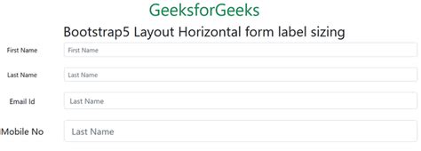 Bootstrap 5 Layout Horizontal Form Label Sizing Geeksforgeeks