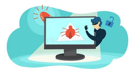 Thief Steal Personal Data With Password Cyber Crime Stock Vector Illustration Of Mobile