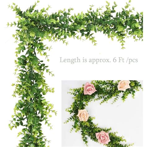 เถายูคาลิปตัสปลอม เถาวัลย์ใบไม้ยูคาลิปตัสปลอม 6 ฟุต ต่อชิ้น สําหรับตกแต่งงานแต่งงาน ปาร์ตี้