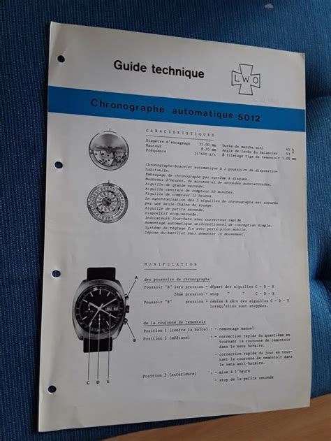 Lemania Chronographe Aut Cal 5012 Guide Technique Kaufen Auf Ricardo