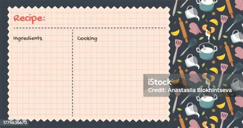 레시피 카드 요리 책 빈 페이지 음식 아이콘과 요소가 있는 패턴입니다 요리책에 대한 스톡 벡터 아트 및 기타 이미지 요리책 요리 교실 개체 그룹 Istock