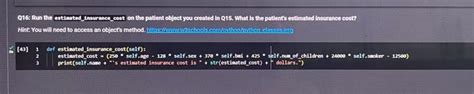 Solved Q15 Create An Object Patient1 Initiate The Object