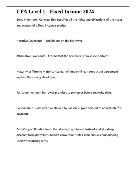 Summary Cfa Level 1 Fixed Income Cfa Level 1 Fixed Income Stuvia Us