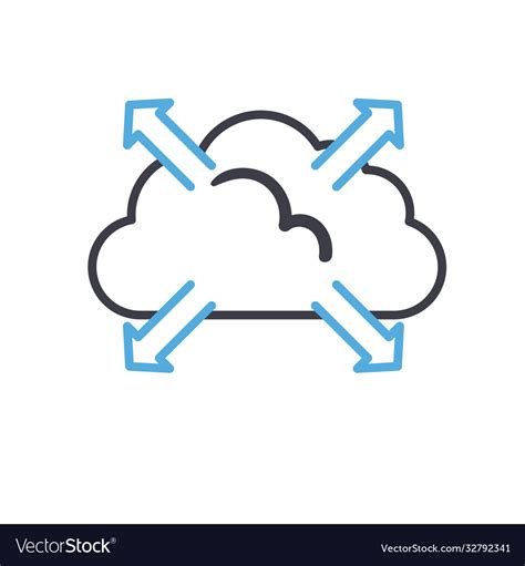 Cloud Computing With Arrows Line Style Icon Vector Image
