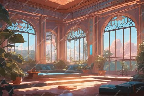 창문이 있는 현대적인 인테리어 디자인의 3d 렌더링wi Fi가 있는 현대적인 인테리어 디자인의 3d 렌더링 프리미엄 벡터