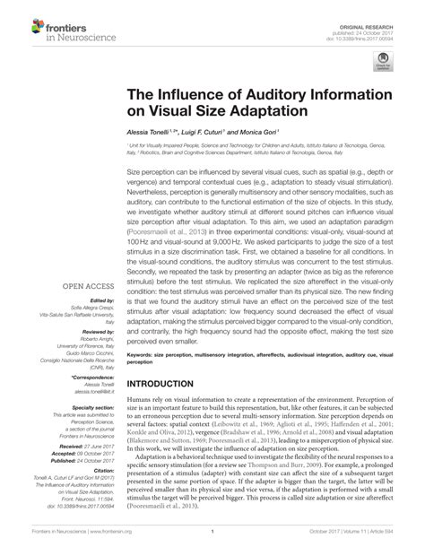 Pdf The Influence Of Auditory Information On Visual Size Adaptation