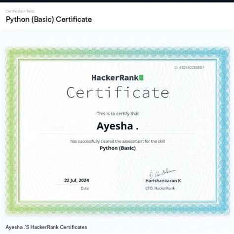 Hackerrank Certification Python Programming Challenges Ayesha
