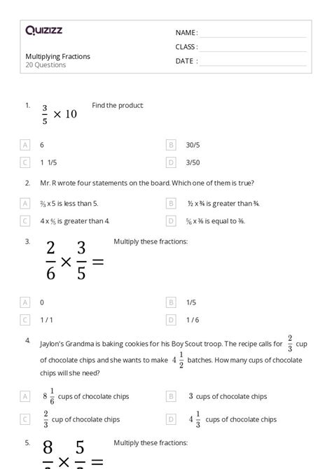 50 Fractions Worksheets For 8th Class On Quizizz Free And Printable