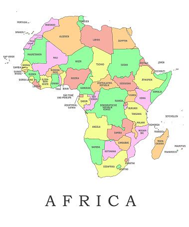 Africa Administrative Divisions Africa Flag And Map Illustration Vector