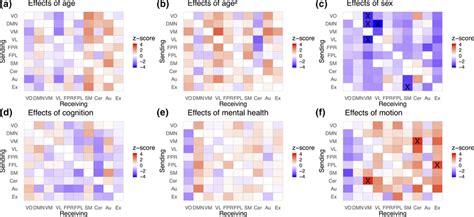 Directed Connectivity Matrices Showing The Effects Of Age A Age²