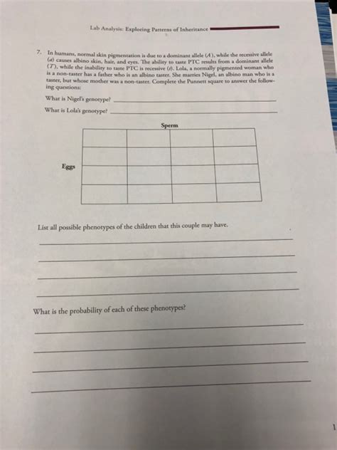 Solved Lab Analysis Exploring Patterns Of Inheritance In