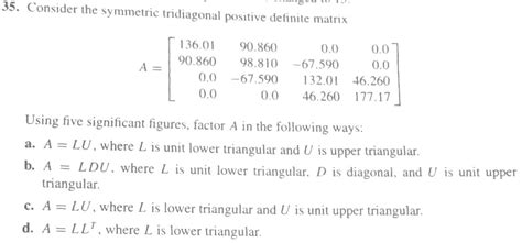 35 Consider The Symmetric Tridiagonal Positive