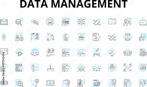 Data Management Linear Icons Set Organization Structuring Integration Analysis Cleansing