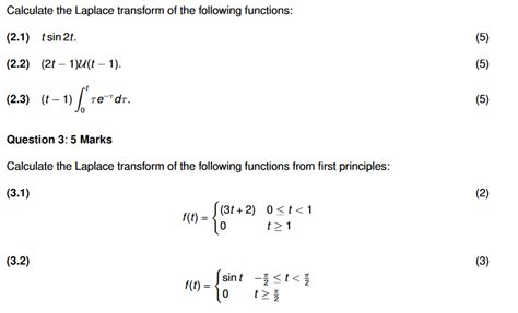 Solved Calculate The Laplace Transform Of The Following