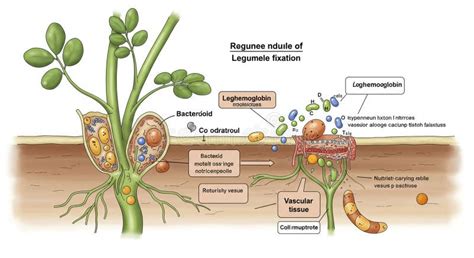 Illustration Of A Legume Plant Root System Showing Nitrogen Fixation Green Stem With Stock