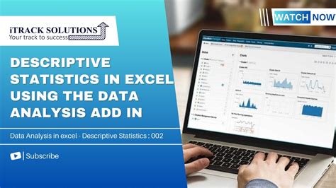 Dataanalysis 002 Descriptive Statistics Summary In Excel Using The Data Analysis Add In Tool