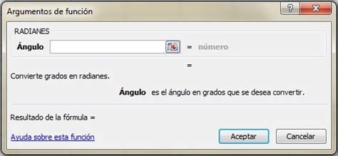 Función RADIANES de Excel