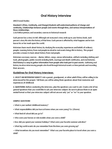 Oral History Interview Project Pdf Oral History Traditions