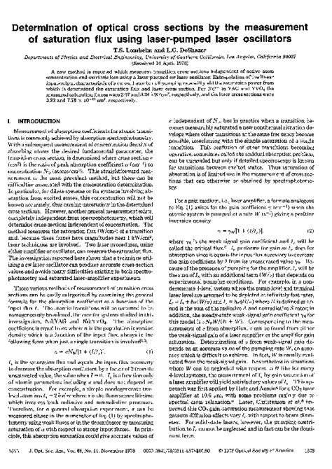 Pdf Determination Of Optical Cross Sections By The Measurement Of