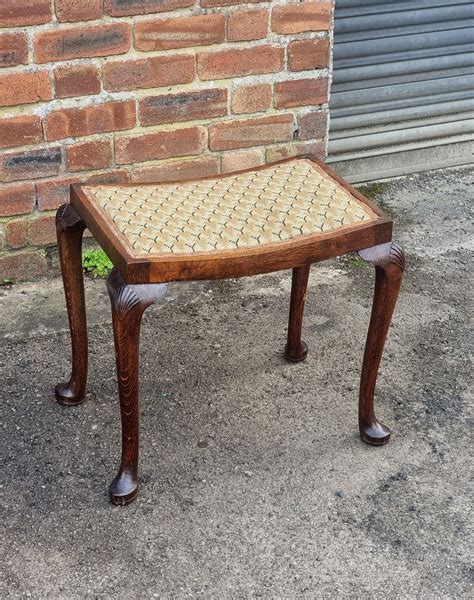 Oak Cabriolet Leg Stool Oak Dressing Table Stool Oak Bedside Stool