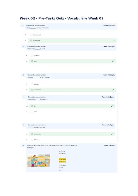 Week 02 Pre Task Quiz Vocabulary Practice Studocu