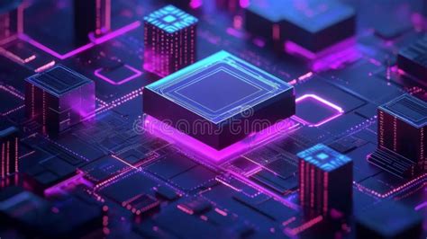 Abstract Futuristic Circuit Board With Glowing Neon Lights Stock Illustration Illustration Of