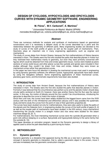 Pdf Design Of Cycloids Hypocycloids And Epicycloids Curves With Dynamic Geometry Software